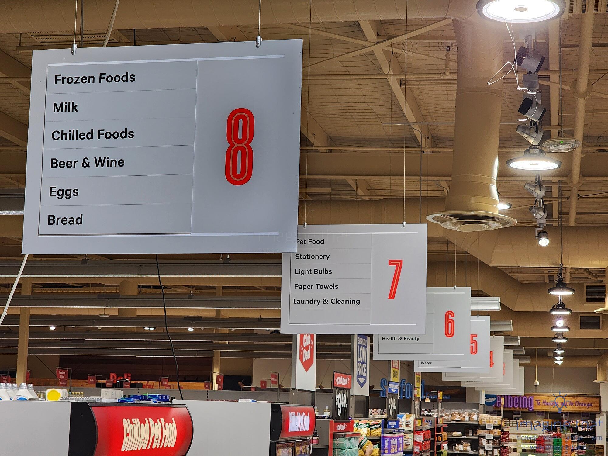 Aisle and Checkout Signage | New World | New Zealand